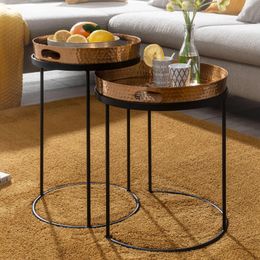 Beistelltisch FineBuy Sofatisch Set Metall Tabletttisch Couchtisch Tisch Rund
