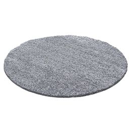 KADIMA DESIGN Teppich Hochflor RHEIN in Hellgrau, einfarbig, &Oslash; 120 cm