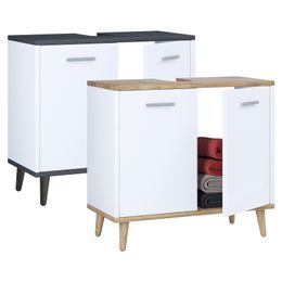 VCM Holz Waschbeckenunterschrank Badschrank Ma&szlig;e: H. 56 x B. 60 x T. 28 cm 2 gro&szlig;e Dreht&uuml;ren - Landos