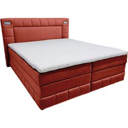 Boxbett OTTO HOME, B:195cm L:210cmterracota, Holz teilmassiv, Holzwerkstoff, Spanplatte, Komplettbetten, "PHILIPPA, Polsterbett mit Bettkasten, mit