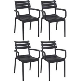CLP 4er Set Gartenst&uuml;hle mit Armlehnen Paris , wetterfeste Kunststoffst&uuml;hle stapelbar, Outdoorstuhl UV-best&auml;ndig bis 160 kg belastbar