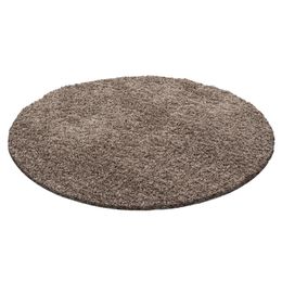 KADIMA DESIGN Hochflorteppich RHEIN, einfarbig, Mokka, &Oslash; 200 cm