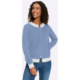 Heine Damen Strickjacke, blau, Gr. 36, gemustert, mehrfarbig, 100% Baumwolle, Strickjacken