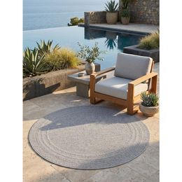 KADIMA DESIGN Teppich Outdoor VENTOUX in Grau, mit Bord&uuml;re, &Oslash; 160 cm
