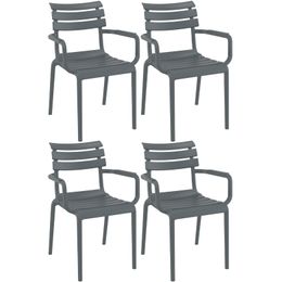 CLP 4er Set Gartenst&uuml;hle mit Armlehnen Paris , wetterfeste Kunststoffst&uuml;hle stapelbar, Outdoorstuhl UV-best&auml;ndig bis 160 kg belastbar