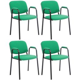 CLP Stapelstuhl 4er Set mit Armlehnen gepolstert Ken Pro, Konferenzst&uuml;hle Stoffbezug stapelbar, Metallgestelle schwarz stabil bis 150 kg