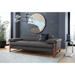 2-Sitzer W.Schillig, B:210cm H:71cm T:106cm, grau, Flachgewebe S22 (100% Polyester);Stoff S37 (100% Polyester);Longlife Xtra-Leder Z59: Glattleder