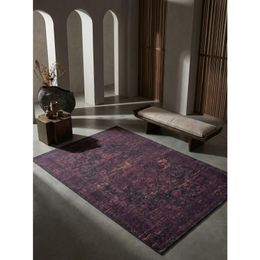 KADIMA DESIGN Flachwebteppich Waschbar PIZOL, im Vintage-Stil, Rot, 160 x 230 cm