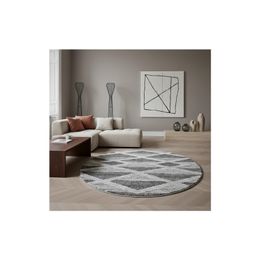 KADIMA DESIGN Teppich Hochflor TALFER in Grau, geometrisch, Florh&ouml;he 20 mm, &Oslash; 160 cm