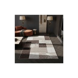 KADIMA DESIGN Teppich Kurzflor DRAU in Braun, abstrakt kariert, 240 x 340 cm