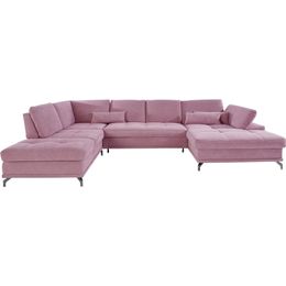 Wohnlandschaft OTTO HOME, B:363cm H:89cm T:223cm, lila, 100% Polyester;Samtoptik (100% Polyester), Sofas, "Costello U-Form, B: 363 cm mit Sitztiefen-