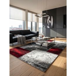 KADIMA DESIGN Kurzflorteppich LATEMAR, kariert, aus Polypropylen, Rot, 280 x 370 cm