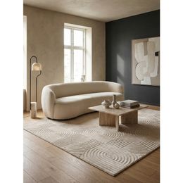 KADIMA DESIGN Kurzflorteppich ILLER, mit 3D-Design, aus Jute, Beige, 140 x 200 cm