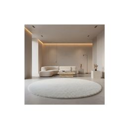 KADIMA DESIGN Hochflorteppich SPREE, einfarbig, Wei&szlig;, &Oslash; 200 cm