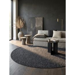 KADIMA DESIGN Kurzflorteppich AMMER, einfarbig, Anthrazit, &Oslash; 200 cm