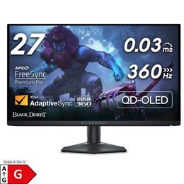 Dell Alienware AW2725DF, Schwarz, 26,7 Zoll, QHD, QD-OLED, 360 Hz, 0,03 ms Gaming-Monitor (HDMI, DisplayPort, USB, h&ouml;henverstellbar, neigbar, schwenkbar, Pivot, DisplayHDR 400 True Black, AMD FreeSync Premium Pro)