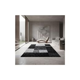 KADIMA DESIGN Kurzflorteppich LATEMAR, kariert, Schwarz, 200 x 290 cm
