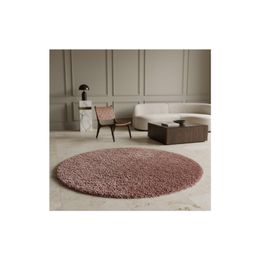 KADIMA DESIGN Teppich Hochflor SPREE in Rosa, einfarbig, &Oslash; 160 cm