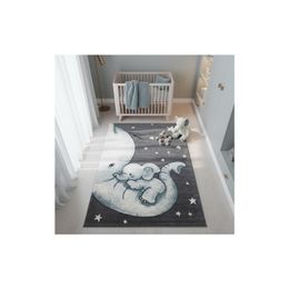 KADIMA DESIGN Kinderteppich TASNA, mit Elefanten-Motiv, Blau, 160 x 230 cm