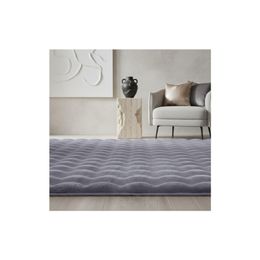 KADIMA DESIGN Hochflorteppich Waschbar NAUDERS, einfarbig, Grau, 80 x 150 cm