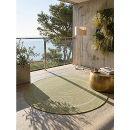 KADIMA DESIGN Outdoorteppich ALSTER, einfarbig, Gr&uuml;n, &Oslash; 120 cm
