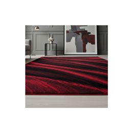 KADIMA DESIGN Kurzflorteppich ASPEN, mit abstraktem Wellenmuster, Rot, 140 x 200 cm