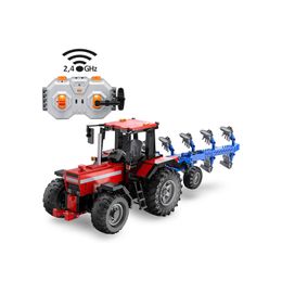 JAMARA-402908 CaDA Traktor mit Pflug 1:17 2,4GHz Bricks