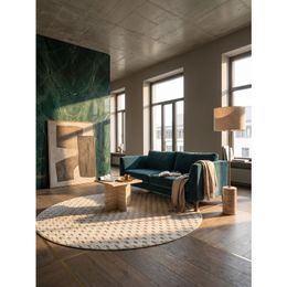 KADIMA DESIGN Flachgewebe-Teppich Schachbrett Creme 120x120 cm Schachbrett