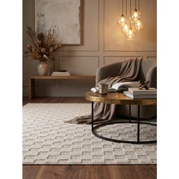 KADIMA DESIGN Flachgewebe-Teppich Schachbrett Creme 200x290 cm Schachbrett