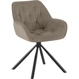 CLP Esszimmerstuhl drehbar gepolstert Rimio, Sessel Cord 180&deg; schwenkbar mit Armlehnen und R&uuml;ckenlehne, bis 150 kg belastbar