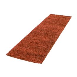 KADIMA DESIGN Teppich Hochflor RHEIN in Terrakotta, einfarbig, 80 x 250 cm