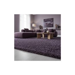 KADIMA DESIGN Hochflorteppich SPREE, einfarbig, Violett, 100 x 200 cm