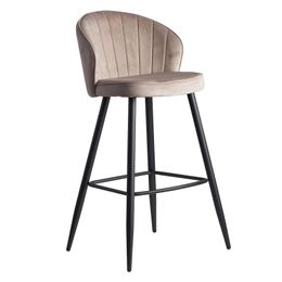 FineBuy Barhocker Samt Barstuhl Design Tresenhocker mit Lehne Stoff Hocker 110kg