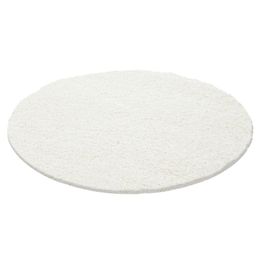 KADIMA DESIGN Hochflorteppich RHEIN, einfarbig, Creme, &Oslash; 200 cm