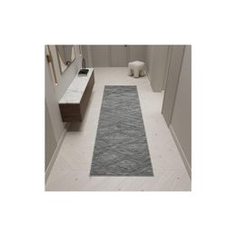 KADIMA DESIGN Teppich Hochflor TALFER in Grau, im Boho-Stil, aus Polypropylen, 80 x 250 cm