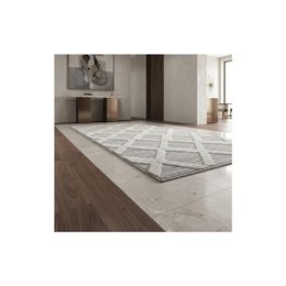 KADIMA DESIGN Teppich Hochflor TALFER in Grau, im Boho-Stil, 80 x 250 cm