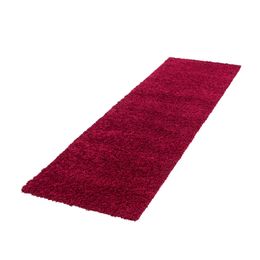 KADIMA DESIGN Teppich Hochflor RHEIN in Rot, einfarbig, 80 x 250 cm