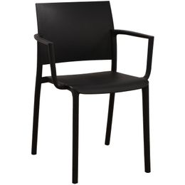 CLP Gartenstuhl stapelbar Valtor mit Armlehnen aus Kunststoff, wetterfest, ideal f&uuml;r Garten, Terrasse, Balkon und K&uuml;che, belastbar bis 150 kg