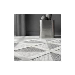 KADIMA DESIGN Hochflorteppich TALFER, geometrisch, Florh&ouml;he 20 mm, Grau, 160 x 230 cm