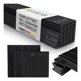 Juskys WPC Terrassendielen 50 m&sup2; &ndash; 220 cm Dielen, wetterfest inkl. Unterkonstruktion &ndash; Anthrazit