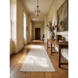 KADIMA DESIGN Flachgewebe-Teppich Ethno Creme 80x250 cm Ethno-Streifen