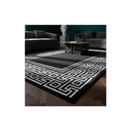 KADIMA DESIGN Teppich Kurzflor DRAU in Schwarz, mit M&auml;ander-Muster, 120 x 170 cm