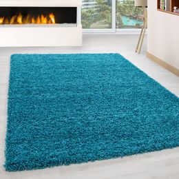 KADIMA DESIGN Hochflorteppich RHEIN, einfarbig, T&uuml;rkis, 300 x 400 cm