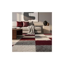 KADIMA DESIGN Hochflorteppich RHEIN, kariert, Rot, 200 x 290 cm