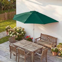 MCW Sonnenschirm halbrund Lorca, Halbschirm Balkonschirm, UV 50+ Polyester/Alu 3kg ~ 300cm gr&uuml;n ohne St&auml;nder