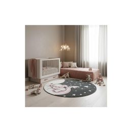 KADIMA DESIGN Kinderteppich TASNA, mit Elefanten-Motiv, Rosa, &Oslash; 160 cm