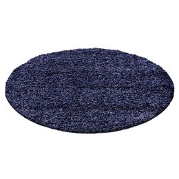 KADIMA DESIGN Hochflorteppich RHEIN, einfarbig, Marineblau, &Oslash; 200 cm
