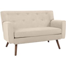 CLP Sofa 2-Sitzer mit Cordbezug Kioni, Couch bequem f&uuml;r Wohnzimmer, komfortabel gepolstert, bis 240 kg belastbar, Beine aus Kautschukholz