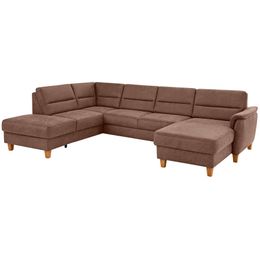 Wohnlandschaft Home Affaire, B:308cm H:89cm T:212cm, braun, 100% Polyester;Struktur (100% Polyester);Luxus-Microfaser in Lederoptik (100% Polyester),