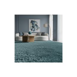 KADIMA DESIGN Hochflorteppich SPREE, einfarbig, T&uuml;rkis, 160 x 230 cm